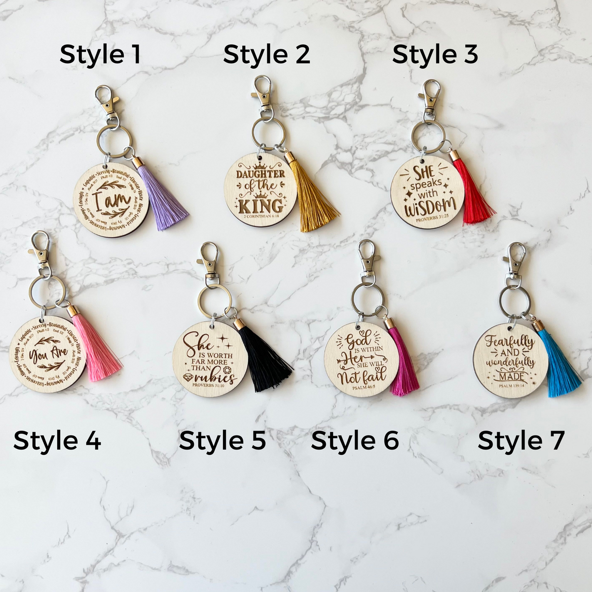 Strong Women Christian Quotes Wood Key Ring Empowerment – Engrave It Studio