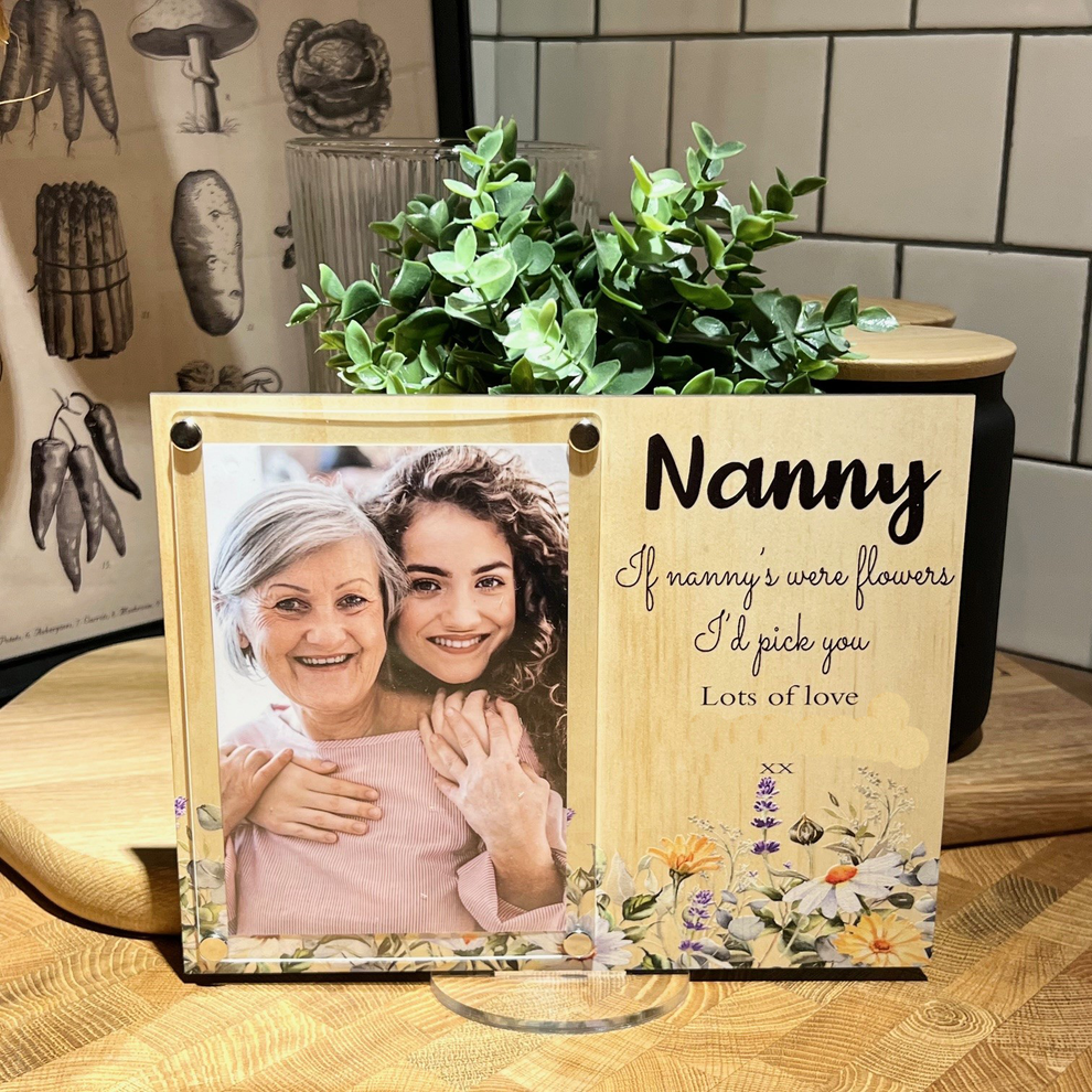 Personalised wood and acrylic nan frame – Engrave It Studio
