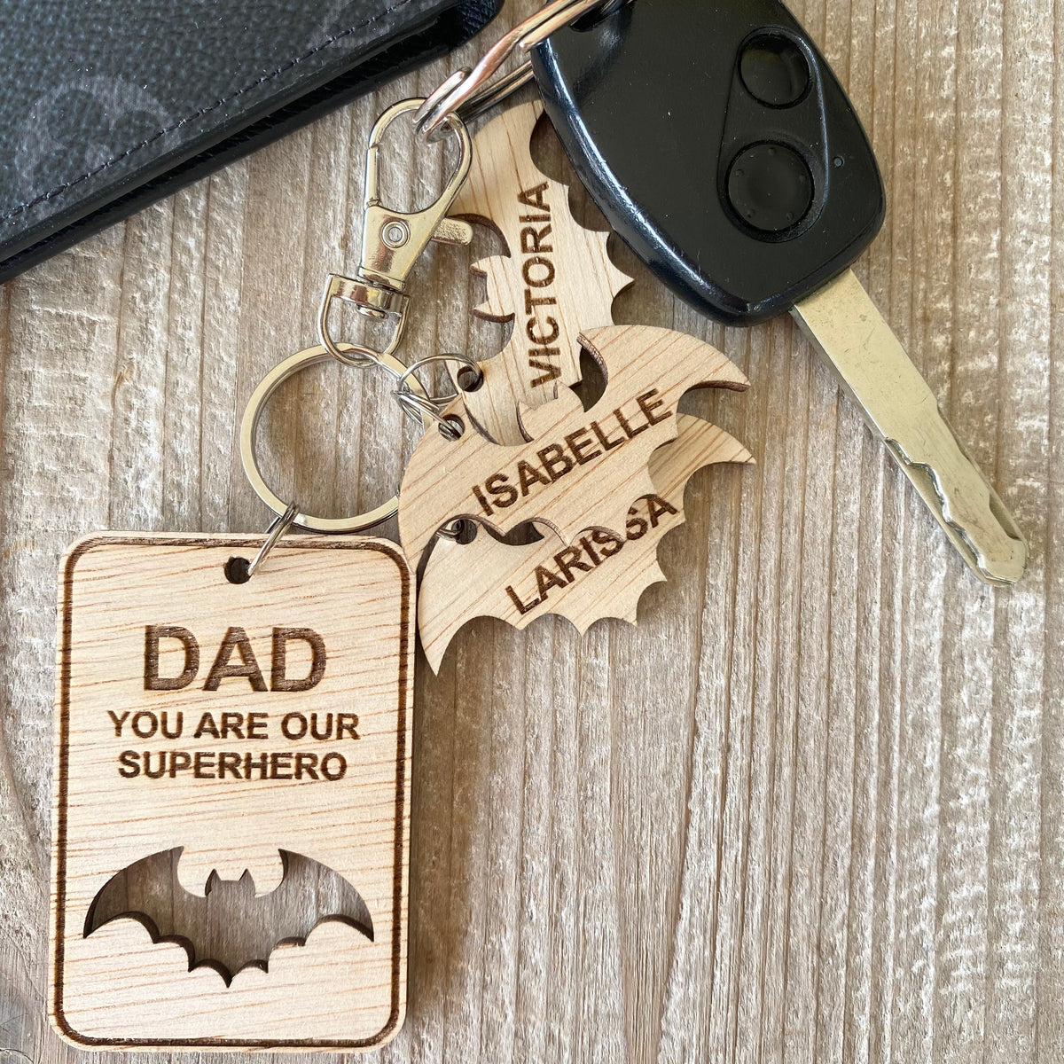 Personalised Superhero Dad key ring – Engrave It Studio